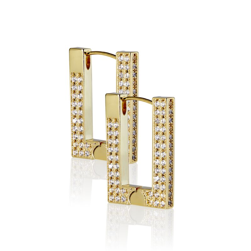 RUE – Pavé Rectangle Hoop EarRing (SPECIAL) | Layered Jewelry