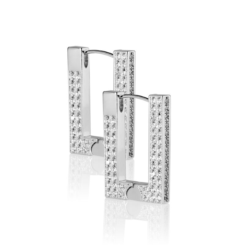 RUE – Pavé Rectangle Hoop Earrings | Layered Jewelry